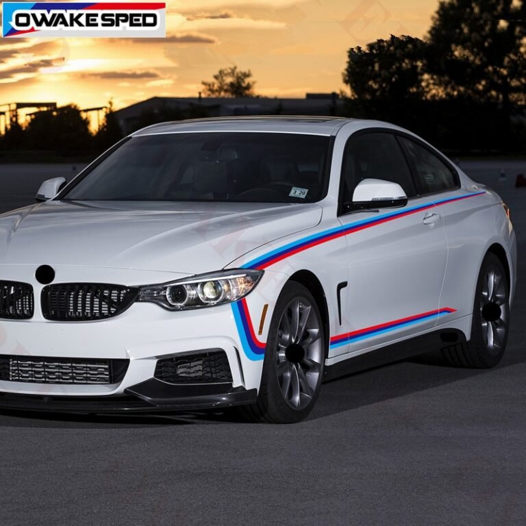 Tricolor Stripes PERFORMANCE Car Waist Lines Sticker Door Side Decal ...